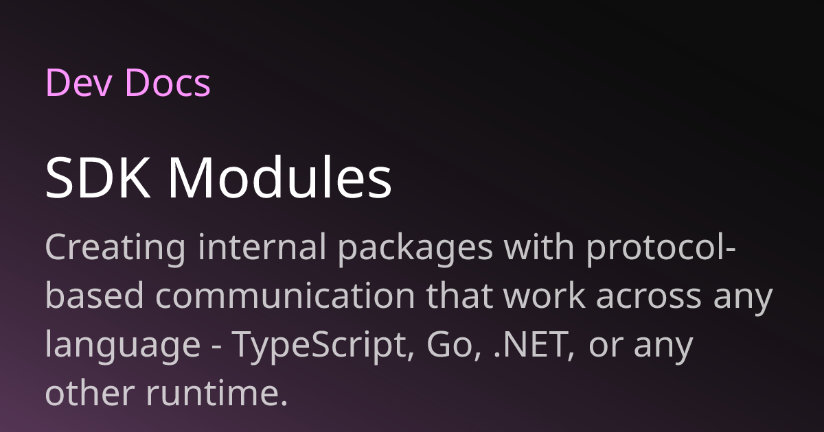 SDK Modules | Dev Docs